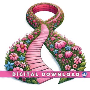 Pink Ribbon Pathway Breast Cancer Awareness PNG Digital Download ...