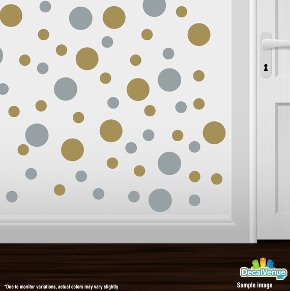 Metallic Silver / Metallic Gold Vinyl Polka Dot Wall Decals | Etsy