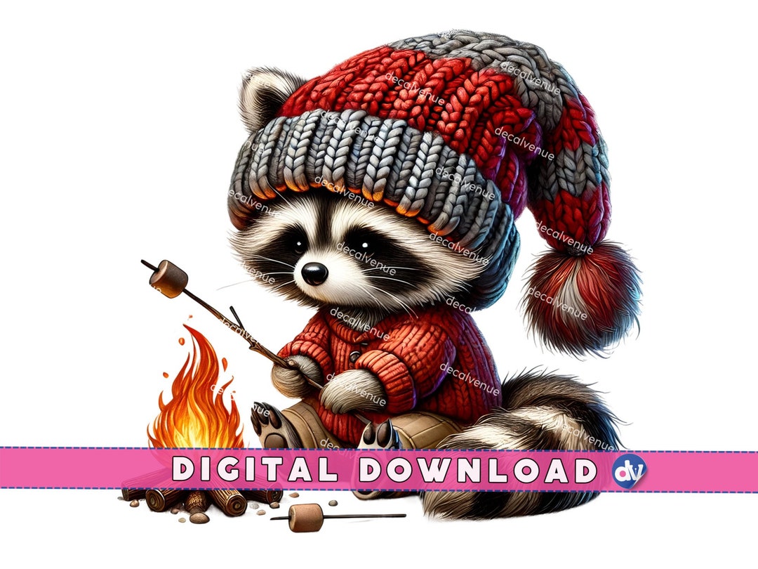 Raccoon Gnome Roasting Marshmallows Campfire PNG Digital Download ...