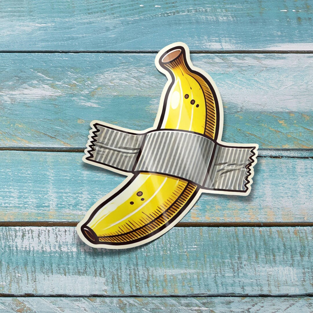 Funny Banana Duct Tape Vinyl Sticker, Humorous Banana Art, Waterproof ...
