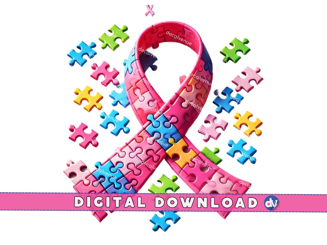 Pink Ribbon Puzzle, Breast Cancer Awareness PNG (digital Download) - Etsy