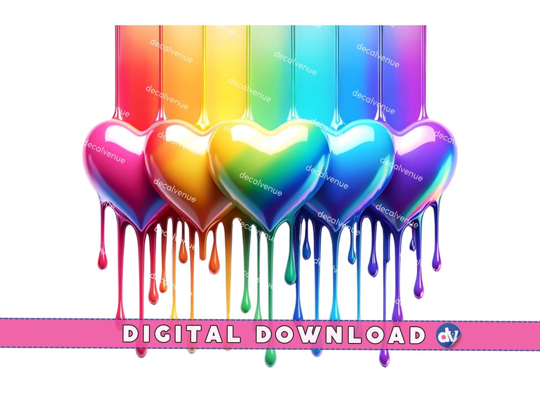 Colorful Heart Drip Art PNG, Vibrant Digital Download, Rainbow Love ...