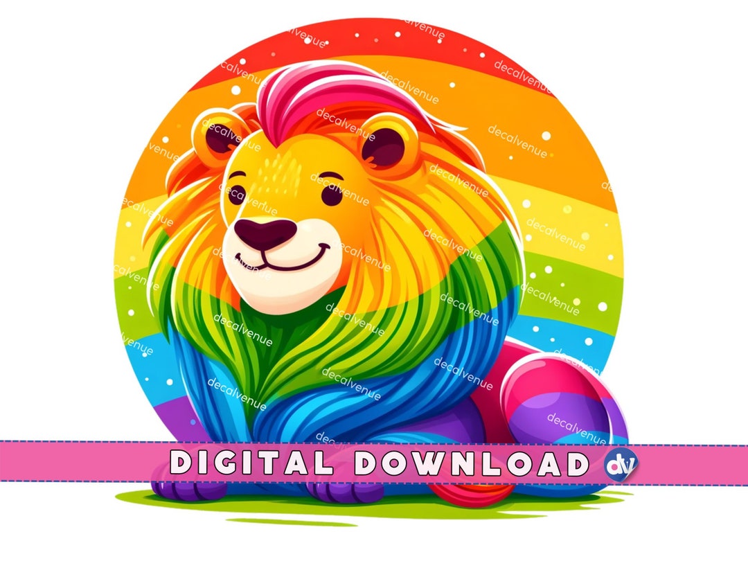 Lion Colorful Rainbow Pride PNG Digital Download Clipart - Printable ...