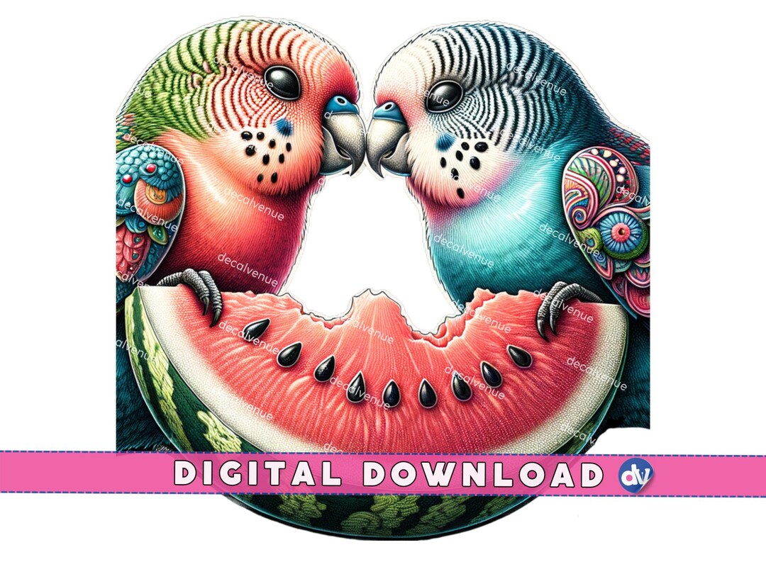 Parrots & Watermelon PNG: Tropical Bird Art (digital Download) - Etsy