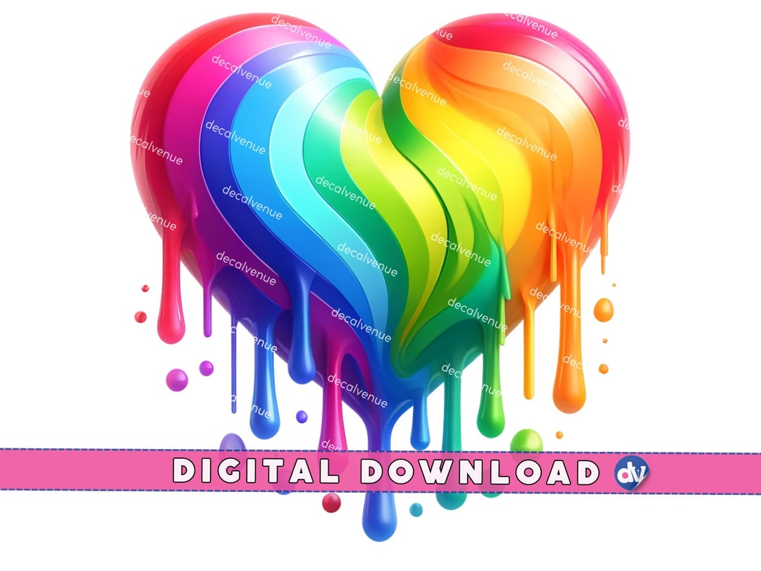 Rainbow Melting Heart PNG, Vibrant Drip Art (digital Download) - Etsy