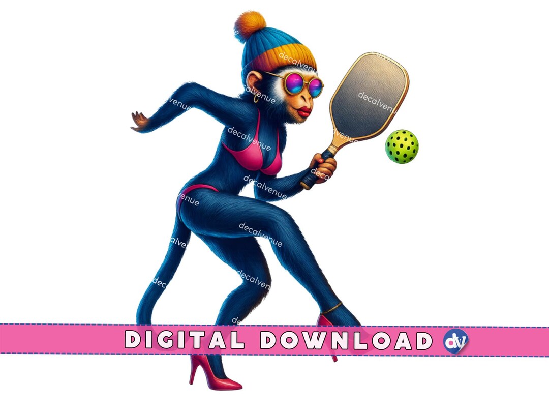 Monkey Playing Pickleball PNG, Funny Animal Digital Art (digital ...