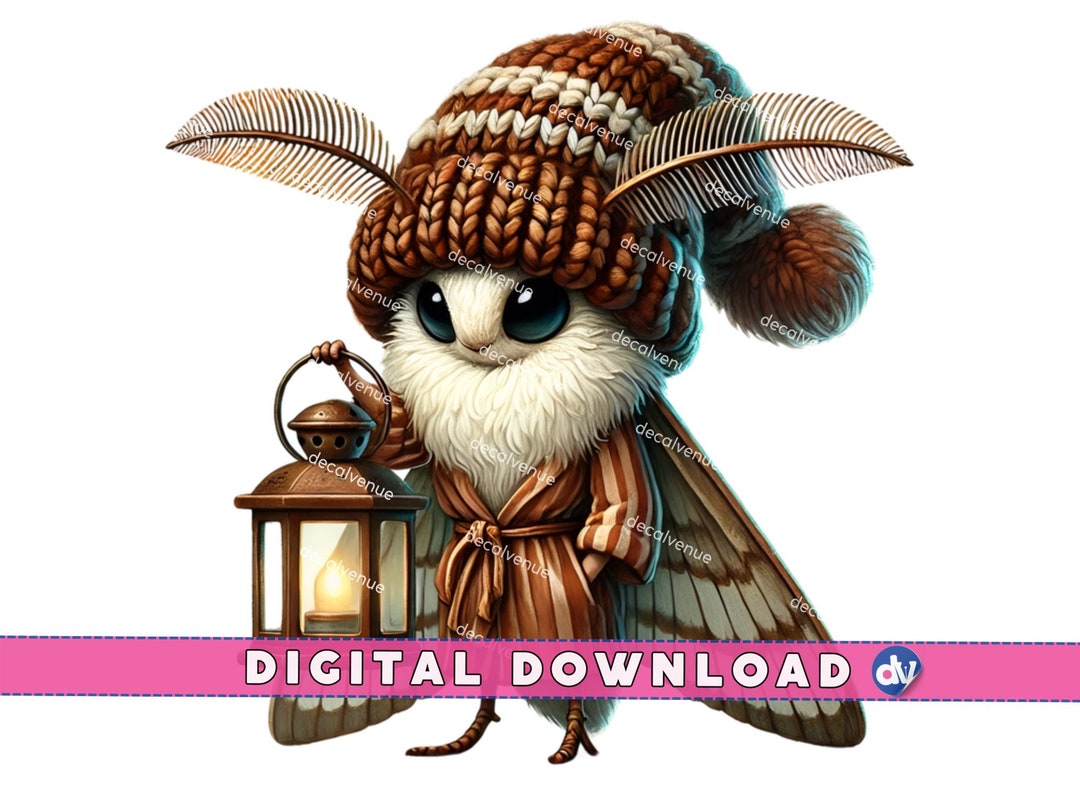 Moth Gnome Lantern Clipart, Cozy Insect Illustration (PNG Digital ...