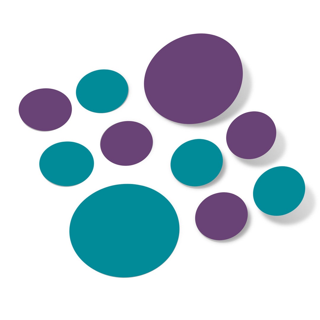 Turquoise / Purple Vinyl Polka Dot Wall Decals Circles Stickers (peel ...