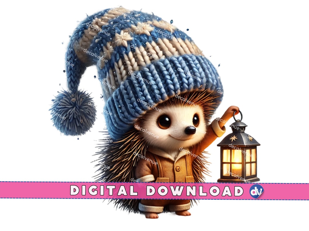 Hedgehog Gnome With Lantern PNG Digital Download Clipart - Printable ...