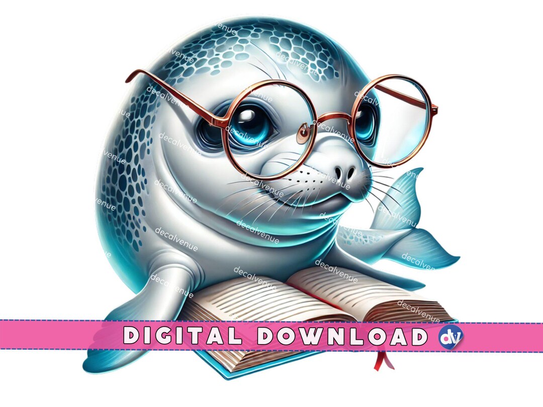 Kawaii Seal Reading Book PNG: Nursery Art Clipart (digital Download) - Etsy