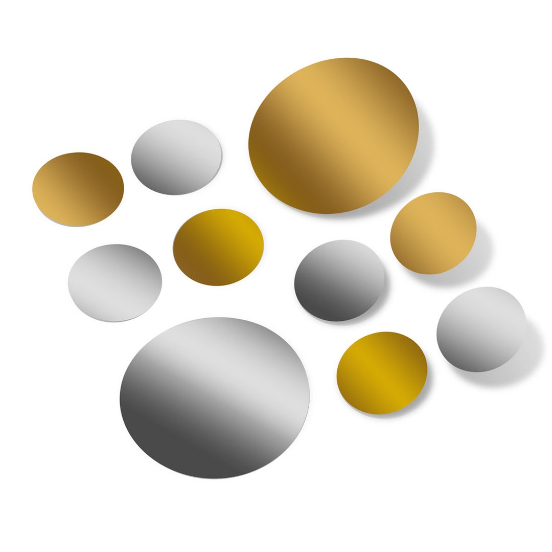 Metallic Silver / Metallic Gold Vinyl Polka Dot Wall Decals Circles ...