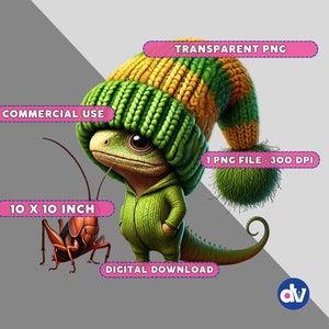 Lizard Gnome With Cricket PNG Digital Download Clipart Printable Art ...
