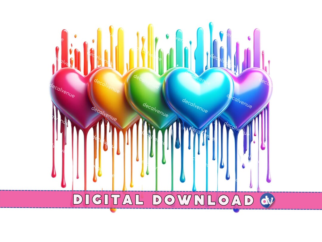 Colorful Heart Paint Drip Art, Vibrant Love PNG, Digital Download ...
