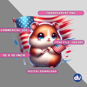 Patriotic Hamster With American Flag Clipart (PNG Digital Download) - Etsy