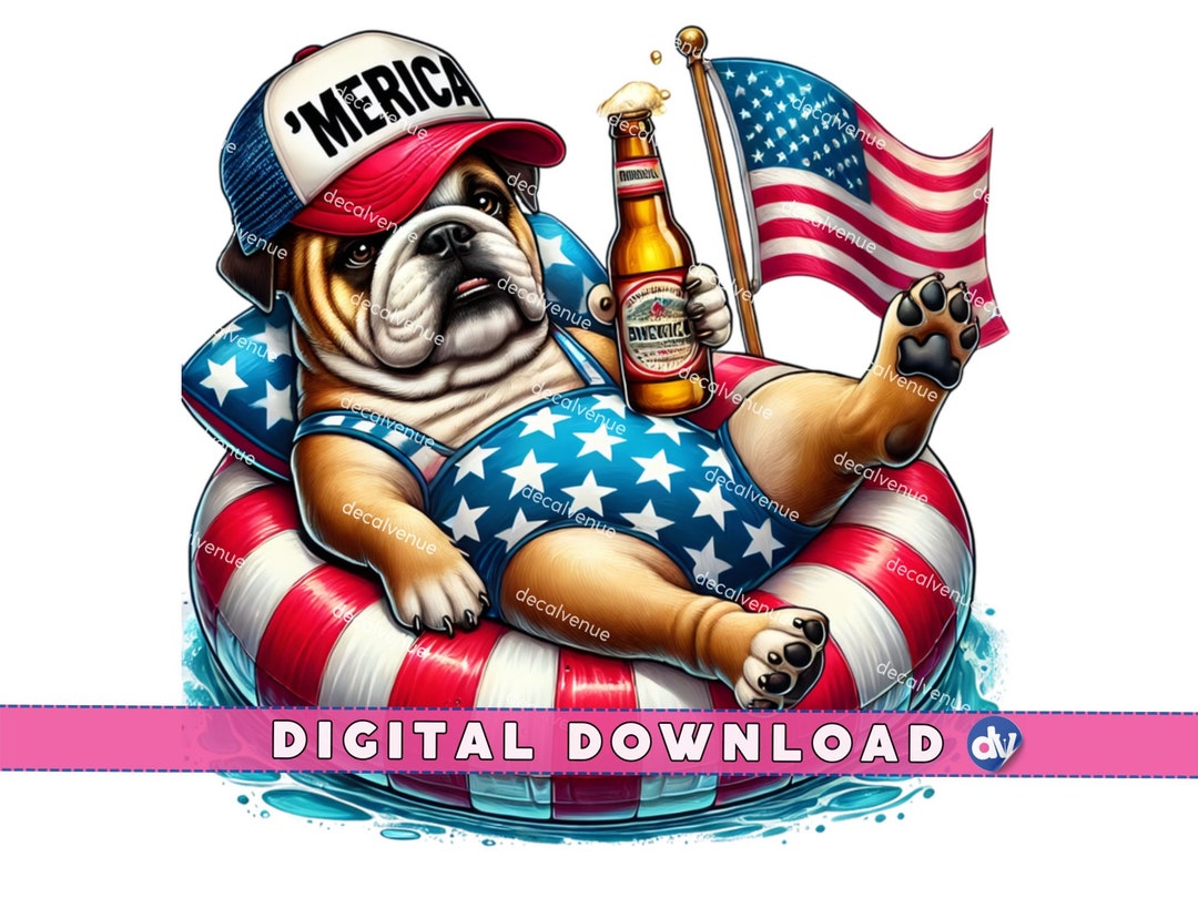 Bulldog American Flag Float Merica PNG Digital Download Clipart ...