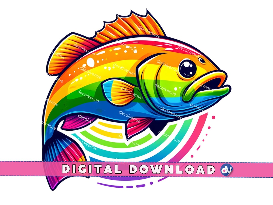Rainbow Bass Fish PNG: Colorful Pride Art (digital Download) - Etsy