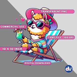 Llama Beach Vacation Clipart: Summer Vibes PNG (digital Download) - Etsy