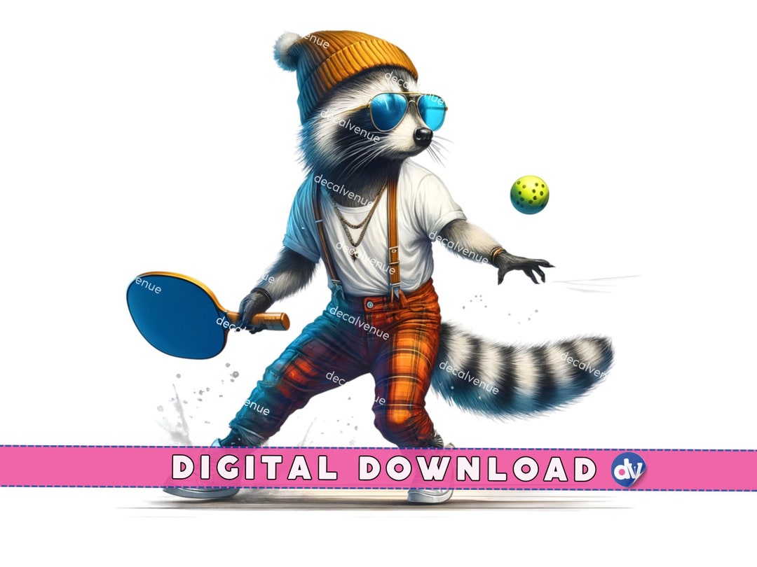 Pickleball Raccoon PNG – Fun Sports Animal Clipart (digital Download ...