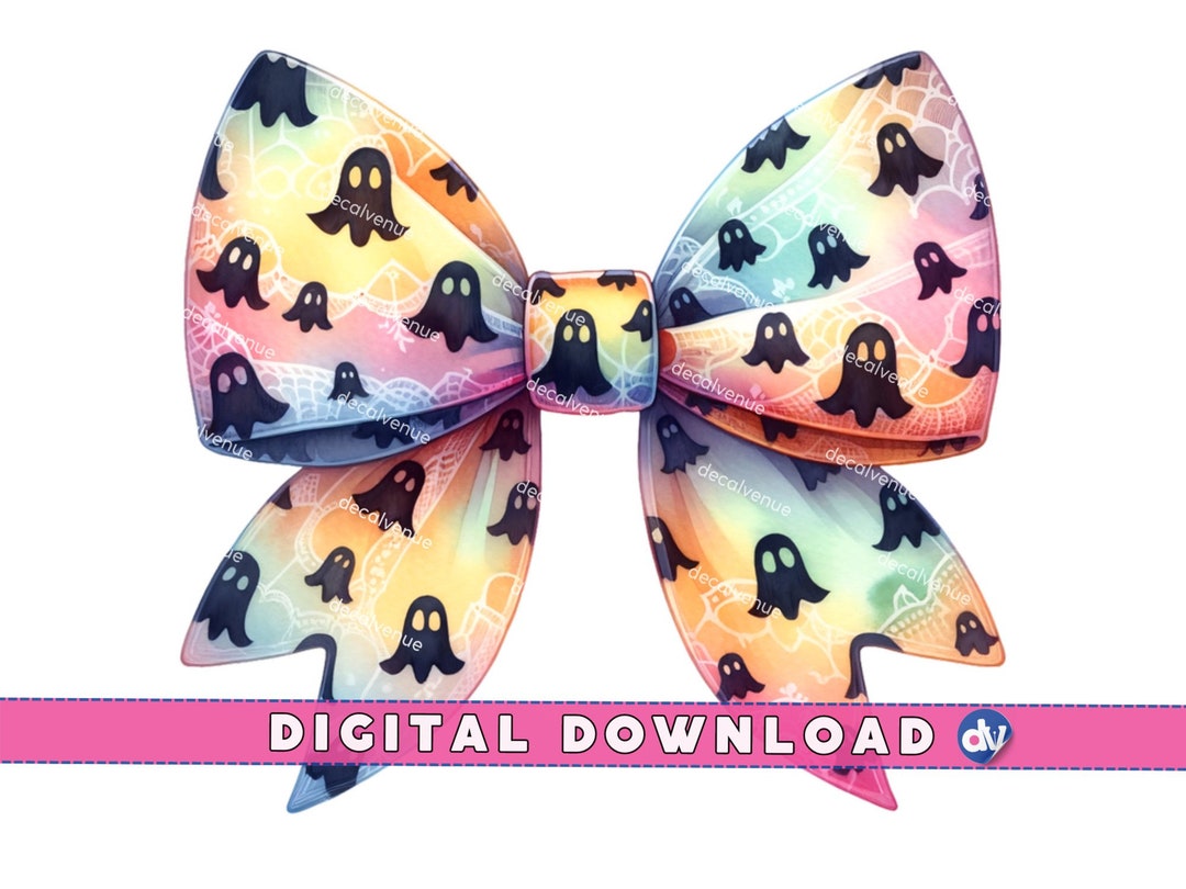 Rainbow Ghost Bow Clipart PNG, Pastel Halloween Design (digital ...