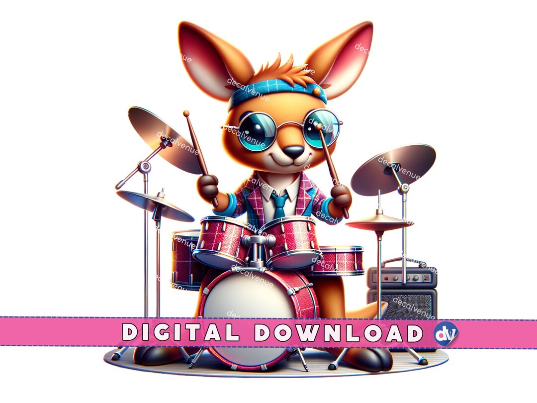 Kangaroo Drummer Clipart: Stylish PNG for DTG, Mugs, Apparel (digital ...