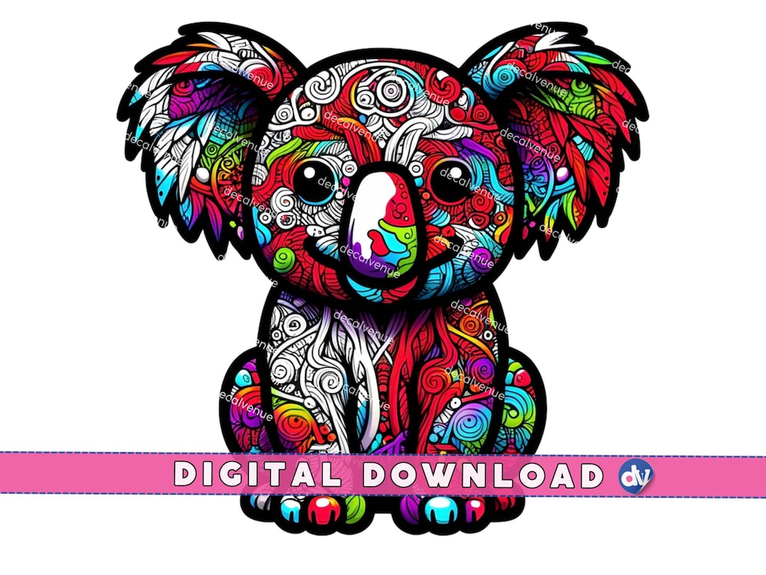 Cute Psychedelic Koala PNG Digital Download Clipart - Printable Art for ...