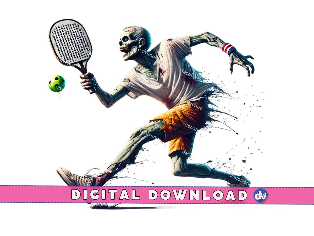 Zombie Playing Pickleball PNG Digital Download Clipart Printable Art ...