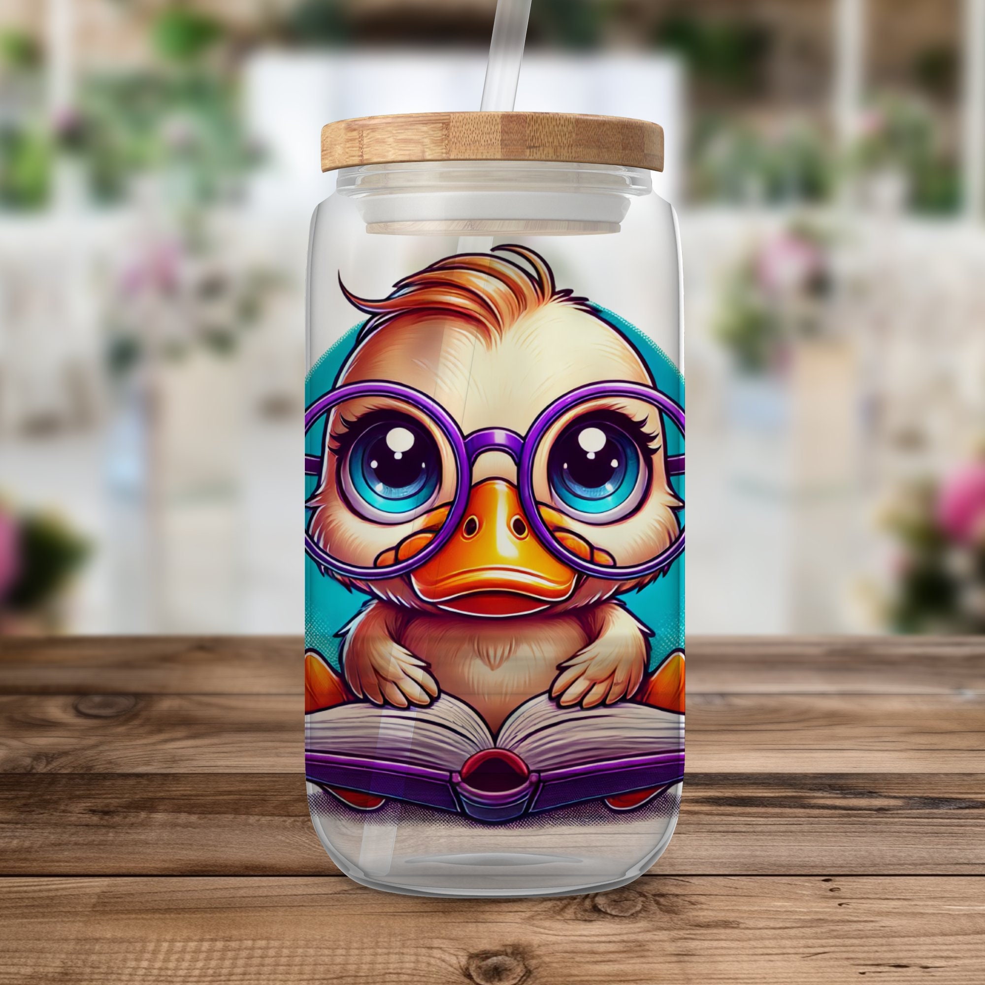 Duck With Glasses Reading Book PNG – Sublimation Design (digital ...