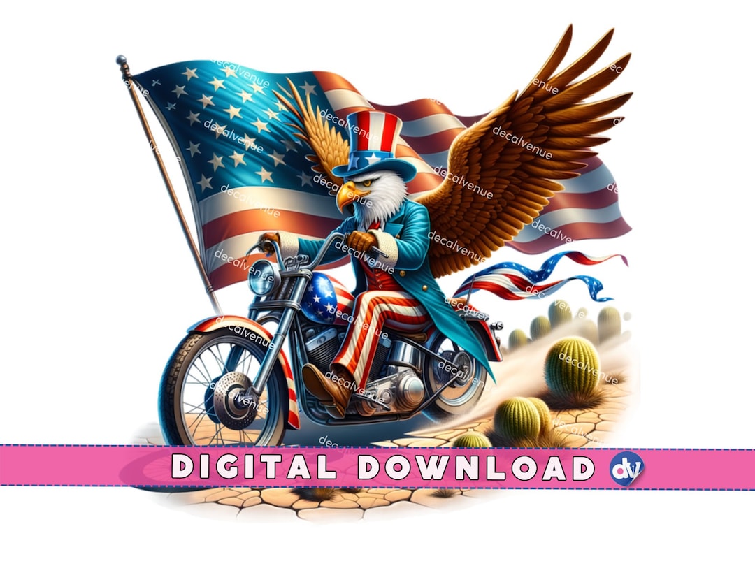 Uncle Sam Eagle Riding Motorcycle PNG Digital Download Clipart ...
