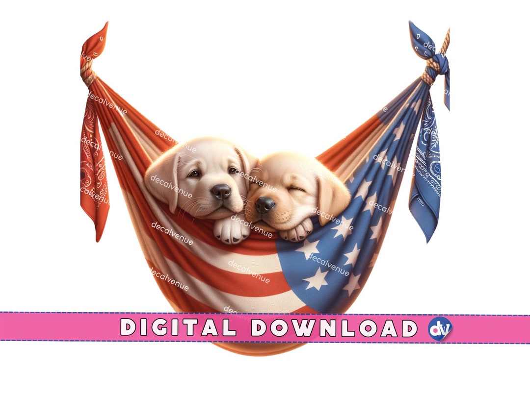 Labrador Retriever Dogs in American Flag Bandana Hammock Clipart PNG ...