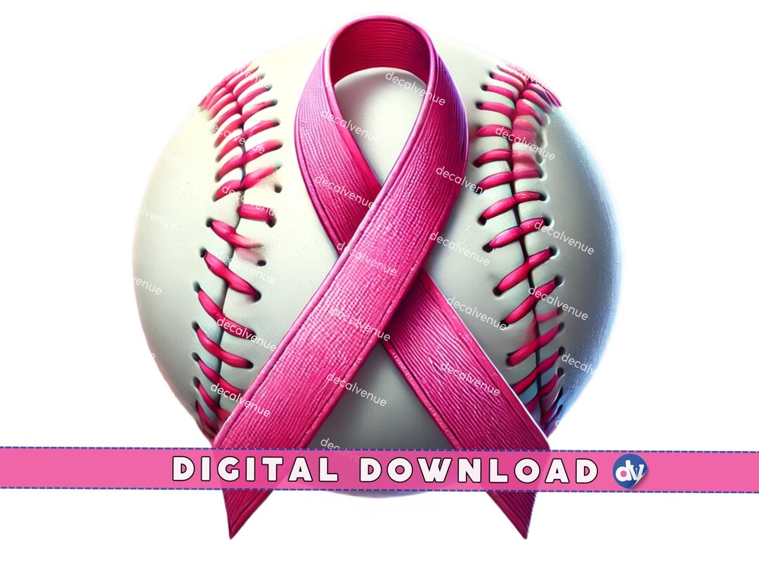 Baseball Ball Pink Ribbon Breast Cancer PNG Digital Download Clipart ...