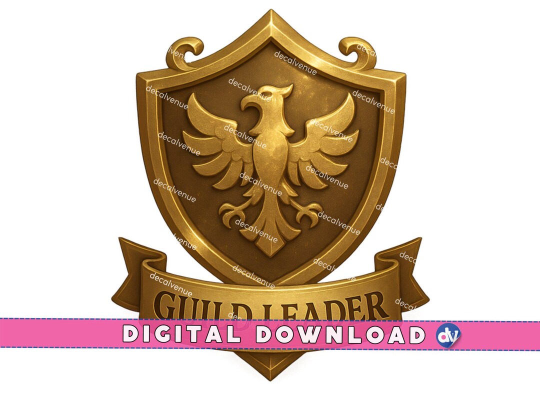 Guild Leader Rpg-style Skill Badge Gold Heraldic Emblem PNG Digital ...