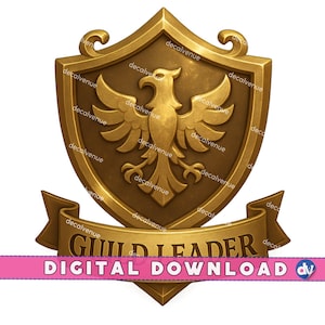 Guild Leader Rpg-style Skill Badge Gold Heraldic Emblem PNG Digital ...