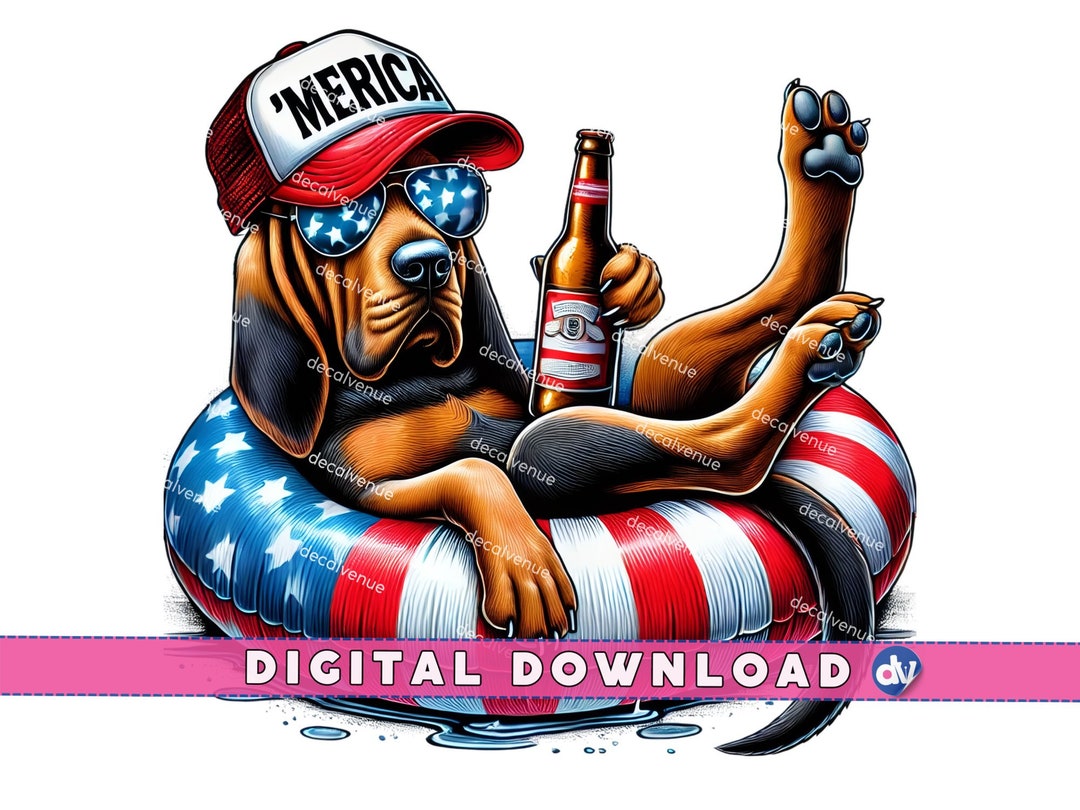 Bloodhound Dog American Flag Float Merica PNG Digital Download Clipart ...
