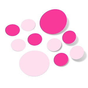 Baby Pink / Hot Pink Vinyl Polka Dot Wall Decals Circles Stickers (peel ...