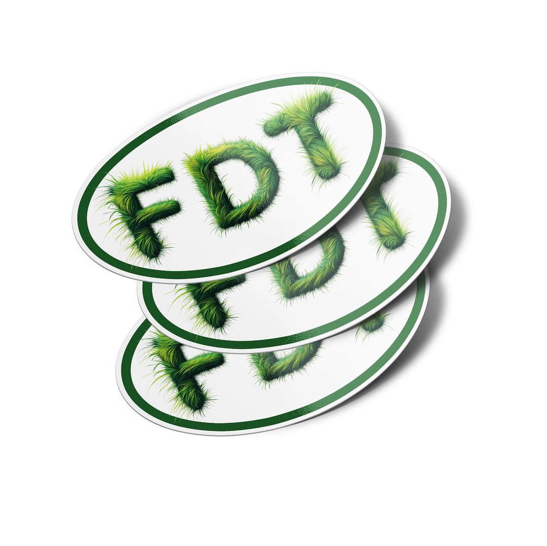 FDT Oval Vinyl Bumper Stickers Decals - Lush FDT Letters Vibrant Grass ...