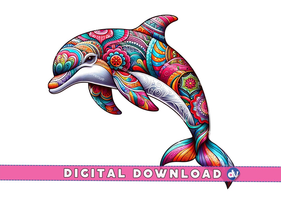 Psychedelic Dolphin Art: Vibrant PNG Print (digital Download) - Etsy