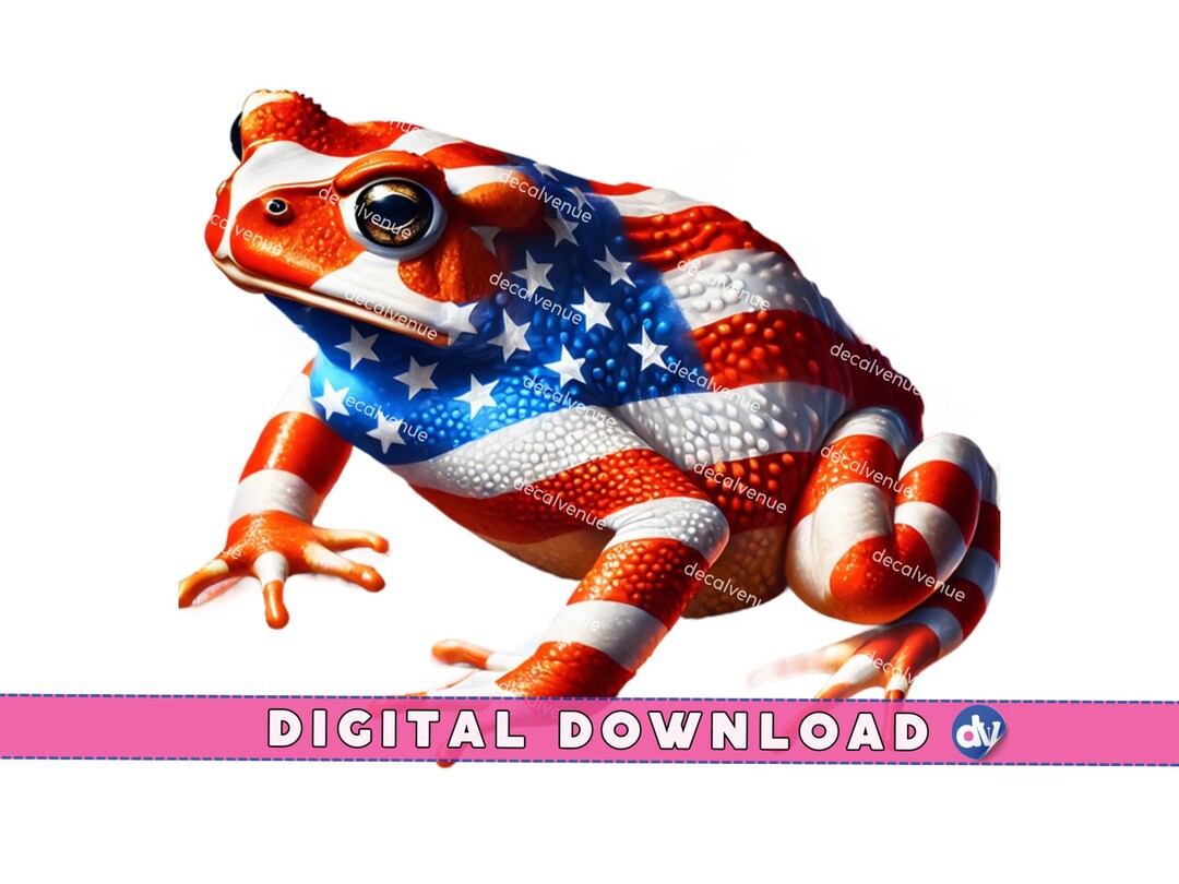 Patriotic Toad American Flag Stars Stripes PNG Digital Download Clipart ...