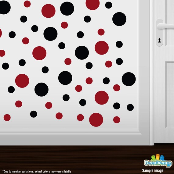 Black / Red Vinyl Polka Dot Wall Decals Circles Stickers Peel | Etsy