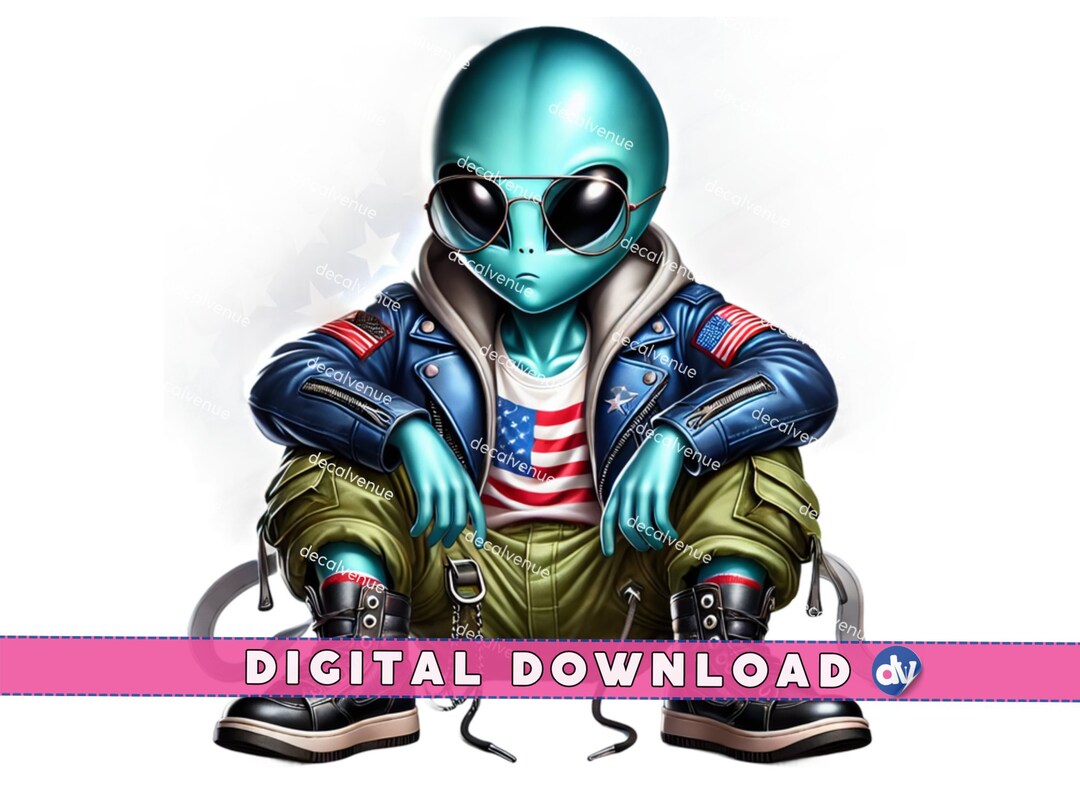 Patriotic Leather Alien Aviator Sunglasses PNG Digital Download Clipart ...