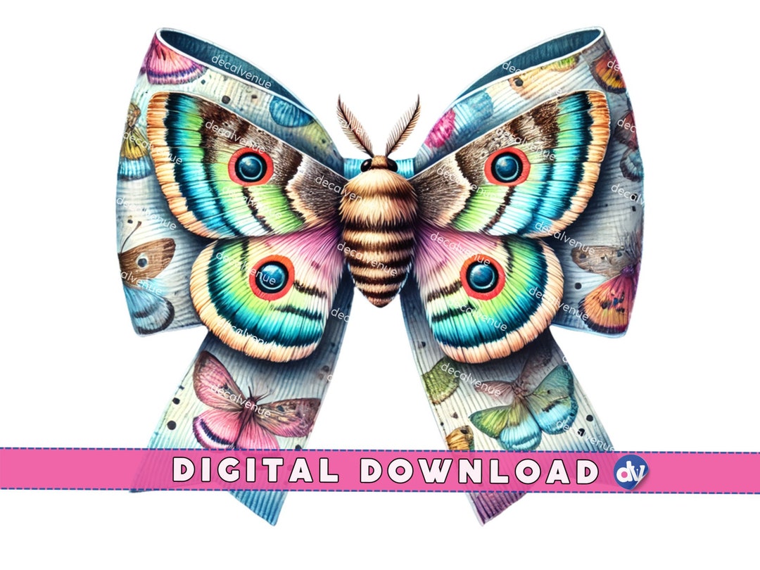 Moth Bow Clipart – Printable Coquette Sublimation Design (digital ...