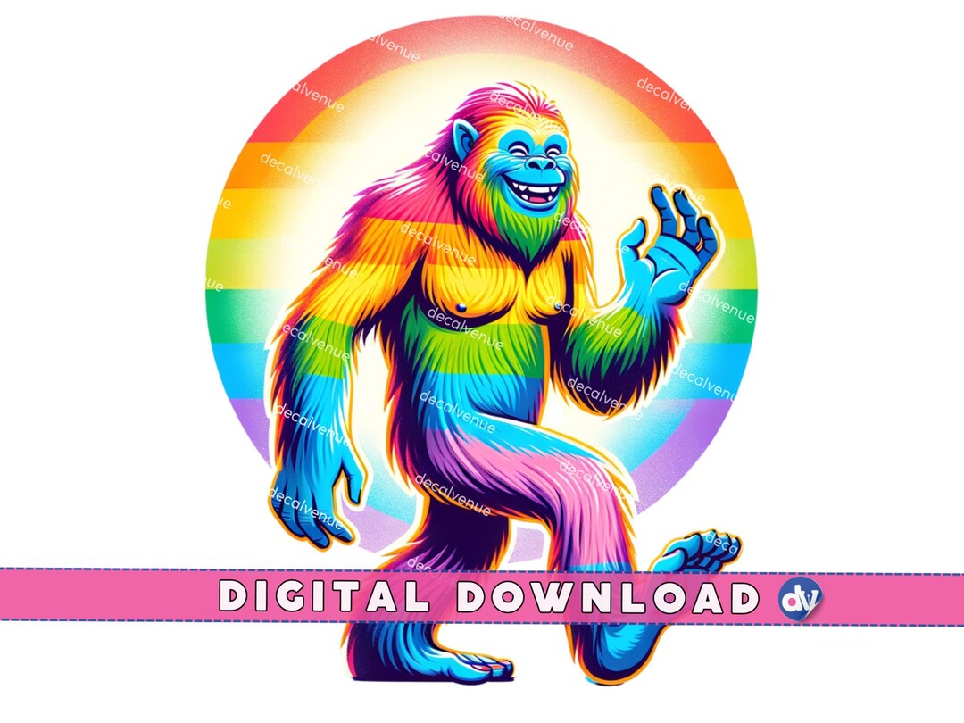 Rainbow Sasquatch PNG: Colorful Bigfoot Digital Art (digital Download ...