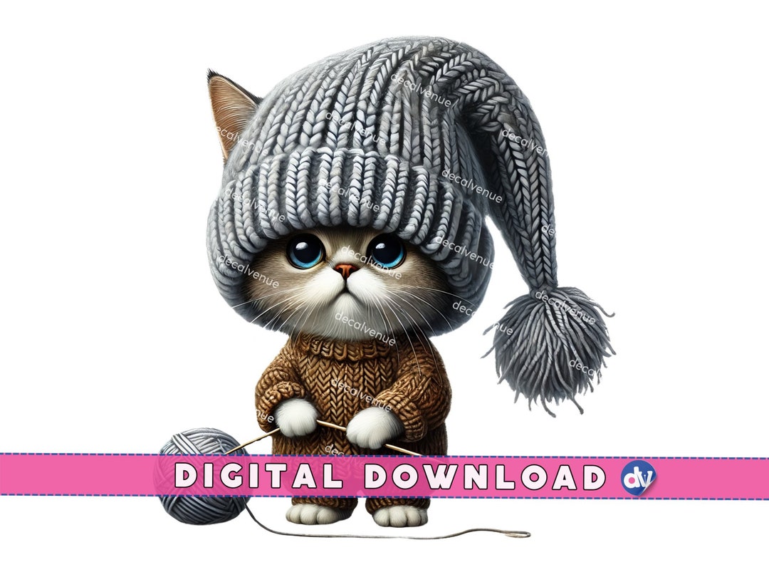 Manx Cat Gnome With Ball of Yarn PNG Digital Download Clipart ...