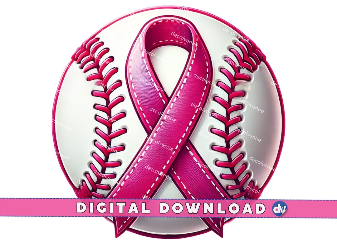 Baseball Pink Ribbon Breast Cancer PNG Digital Download Clipart Printable Art Dtg Dtf Mugs T ...