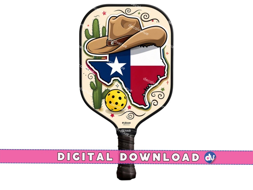 Pickleball Paddle Texas State Theme Cowboy Hat PNG Digital Download ...
