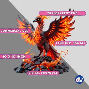 Molten Lava Phoenix PNG Digital Download Clipart Printable Art Dtg Dtf ...