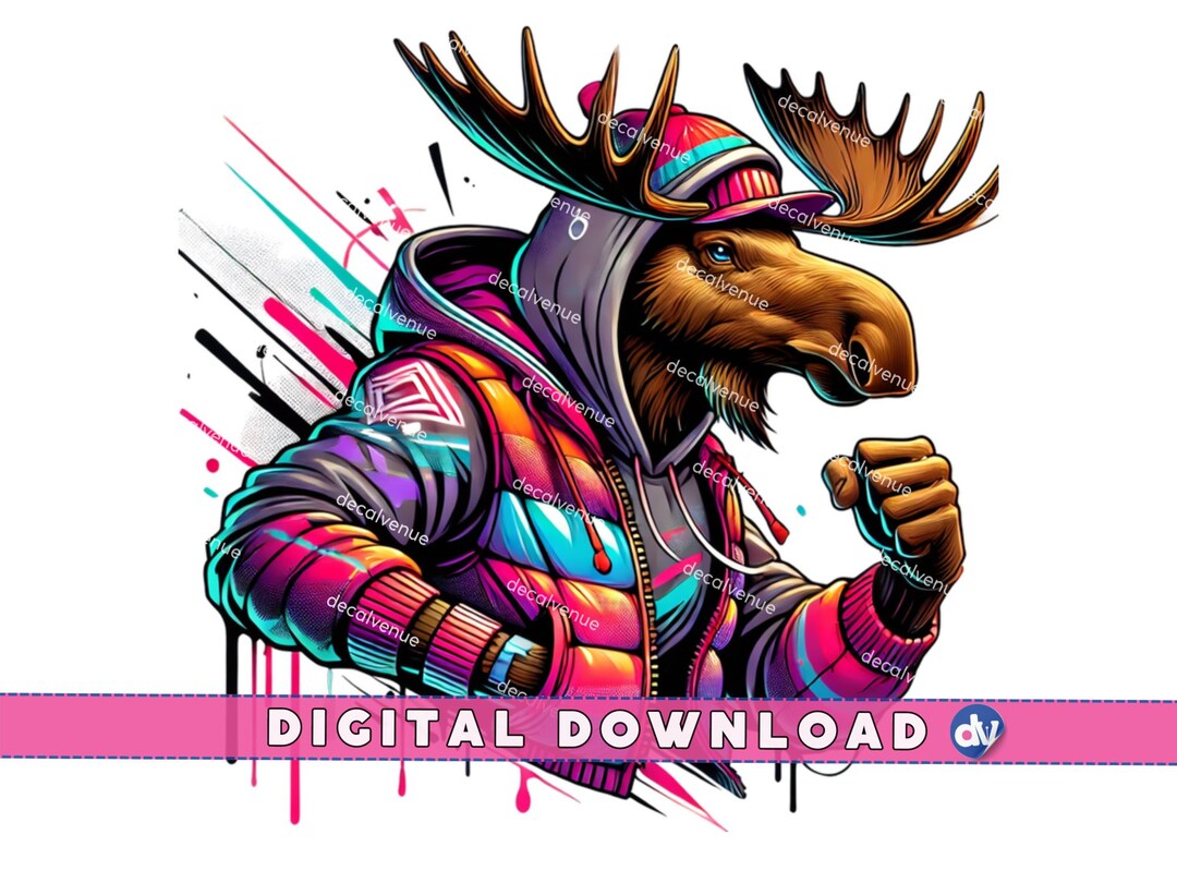 Moose Hoodie Urban Vibes PNG Digital Download Clipart - Printable Art ...