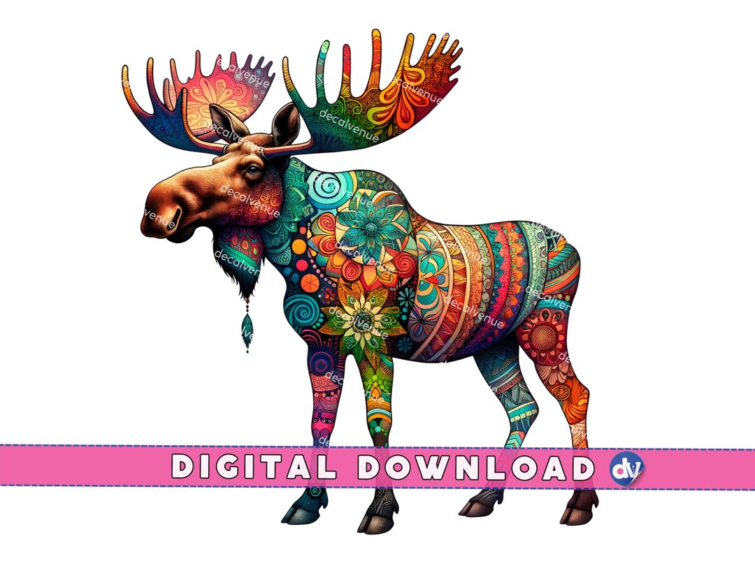 Psychedelic Moose Art: Colorful Mandala PNG (digital Download) - Etsy