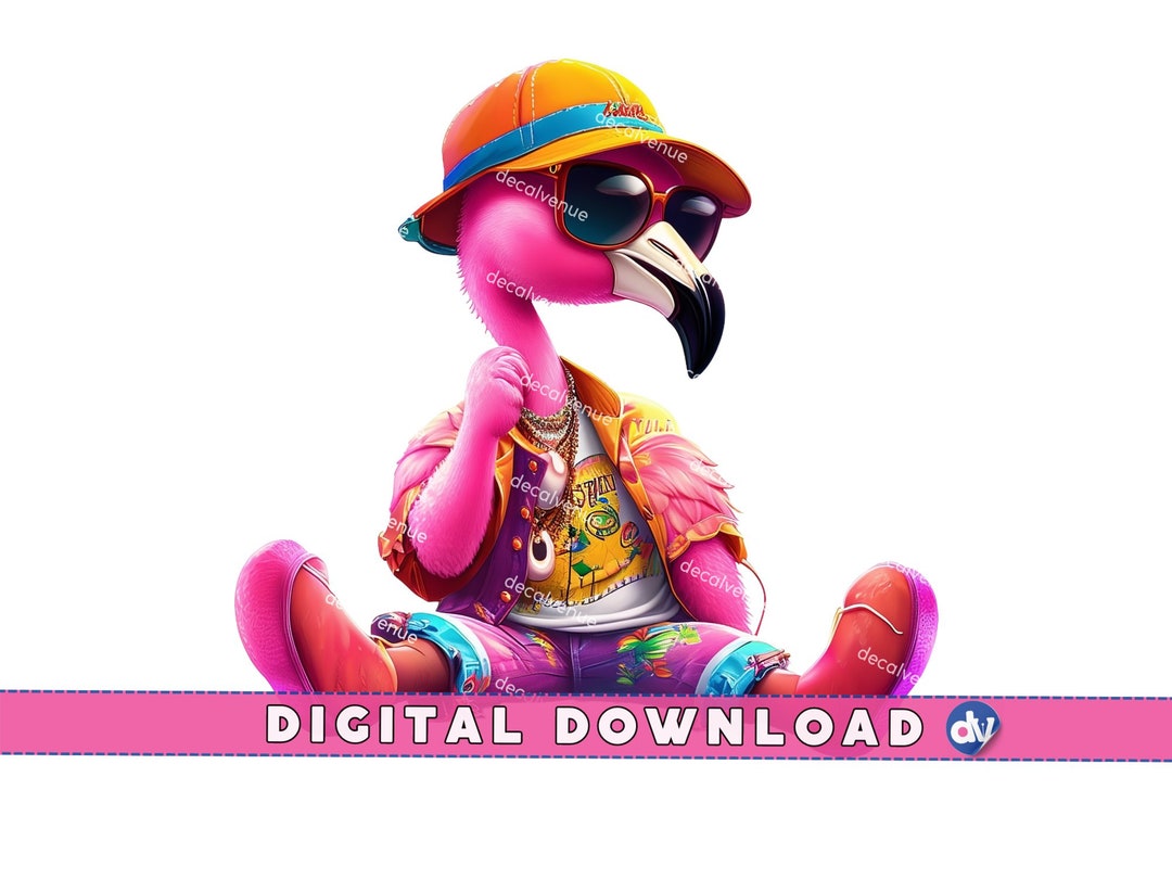 Trendy Flamingo Sitting Pretty Printable Art, Digital Download ...