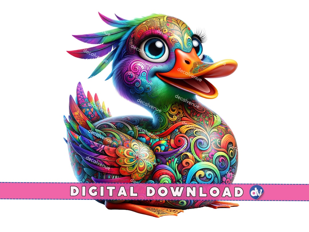 Psychedelic Duck Digital Download Colorful Duck Art, Printable Animal ...