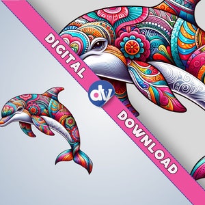Psychedelic Dolphin Art: Vibrant PNG Print (digital Download) - Etsy